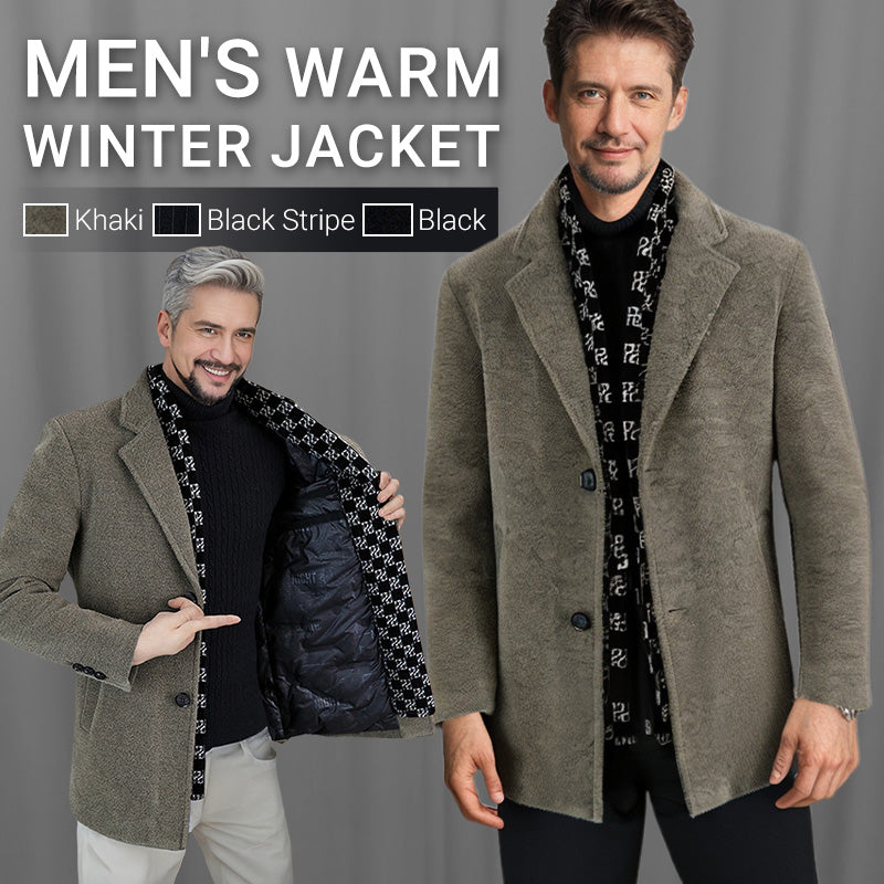 🎅Christmas Pre-sale🎁Men’s Stylish Notched Lapel Winter Tweed Jacket wi ...